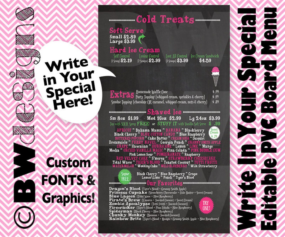 DAILY SPECIAL Editable Sign Erasable PVC Chalkboard Coffee | Etsy