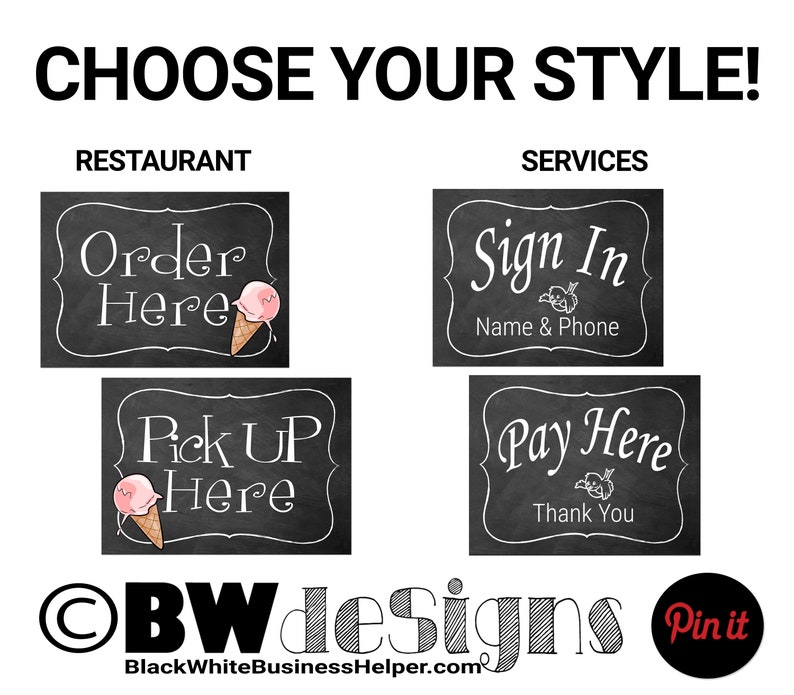 Order Here/pick-up Here Sign Set Signs for Restaurant, Food Truck ...