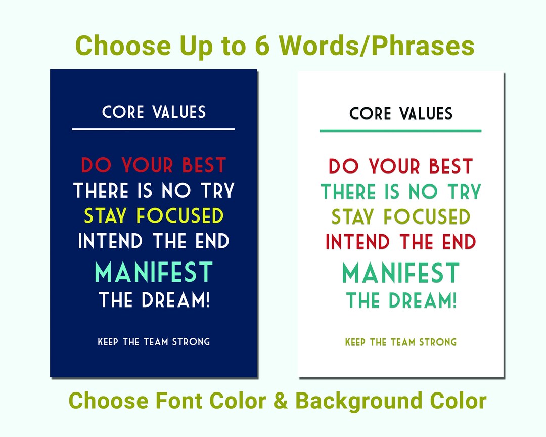 Custom Core Values Poster: Small Business Office Decor (20x30) - Etsy