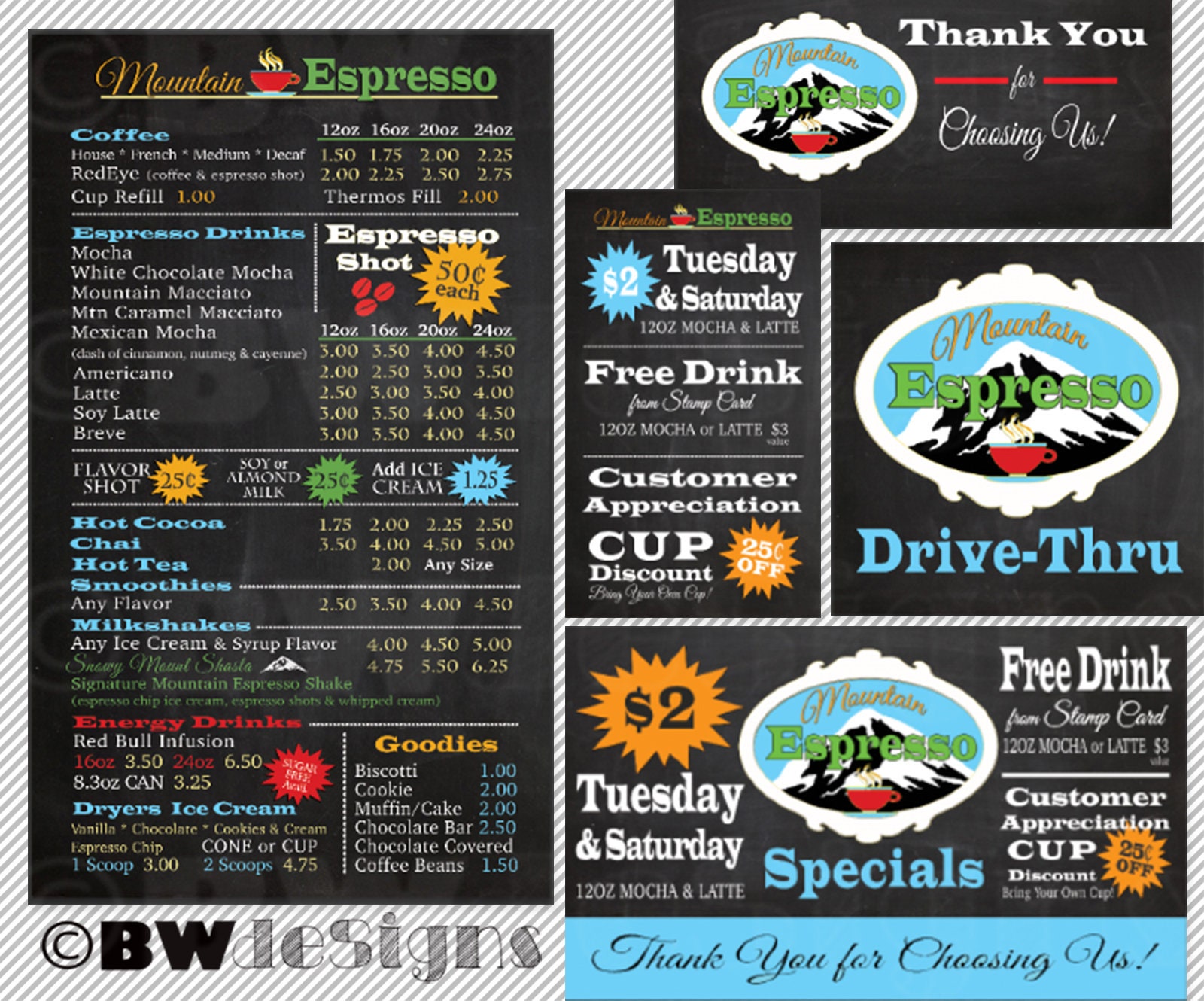 Custom Multiple Panel Menu DESIGN for Restaurant Coffee Shop Food Truck ...