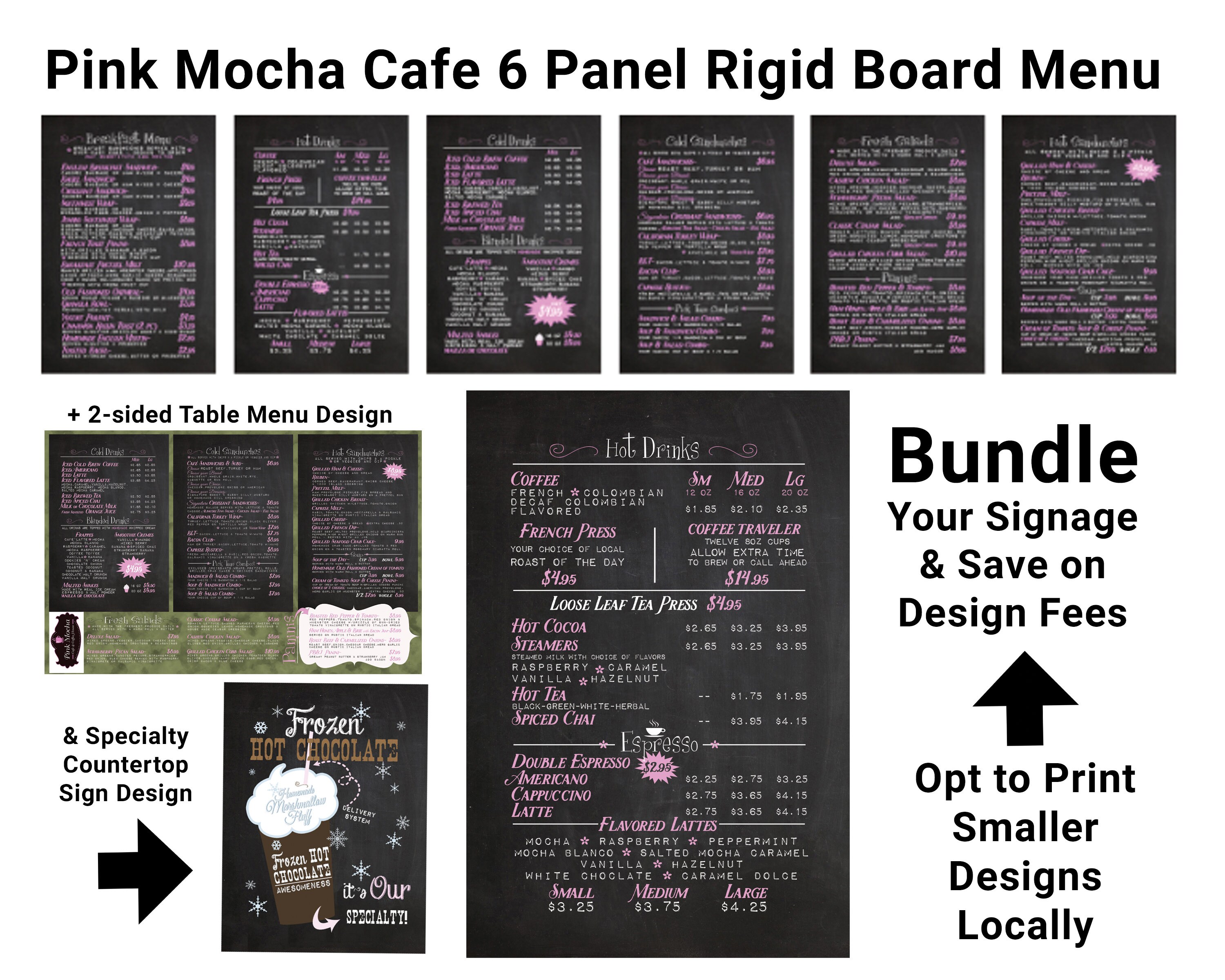 Custom Menu Design Horizontal Menu Board DESIGN - Coffee Shop Menu ...