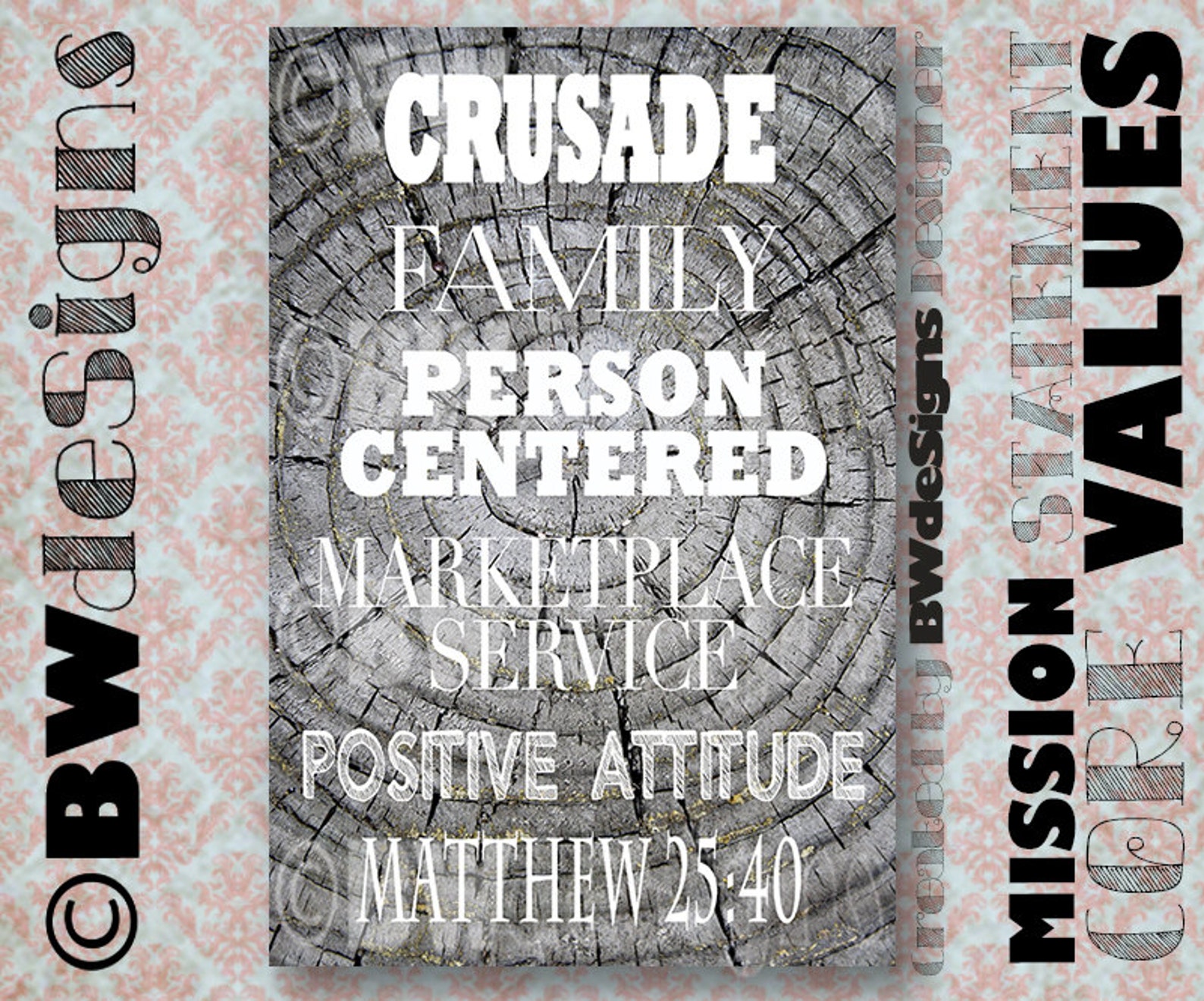 Deluxe MISSION STATEMENT Design Core Values Poster Purpose | Etsy