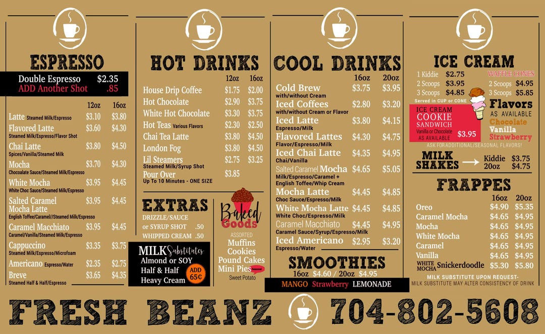 Custom Restaurant Menu Design: Coffee Shop, Food Truck, Cafe Menu Board ...