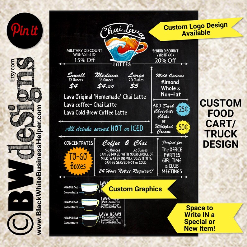Custom Coffee Shop Menu Sign: Cafe, Espresso Bar Design (printable File ...