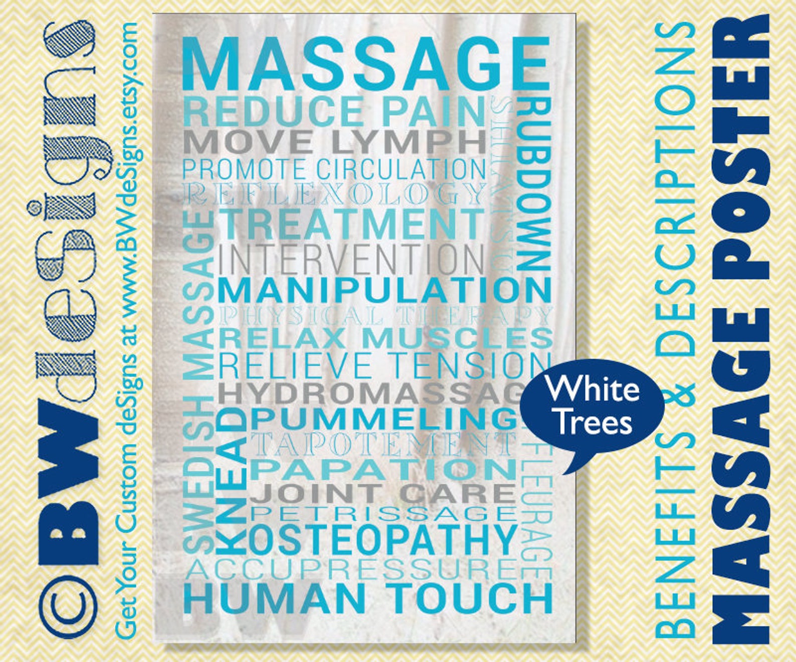 Custom MASSAGE Poster- Massage Parlor Sign- Salon Decor- Salon Services ...