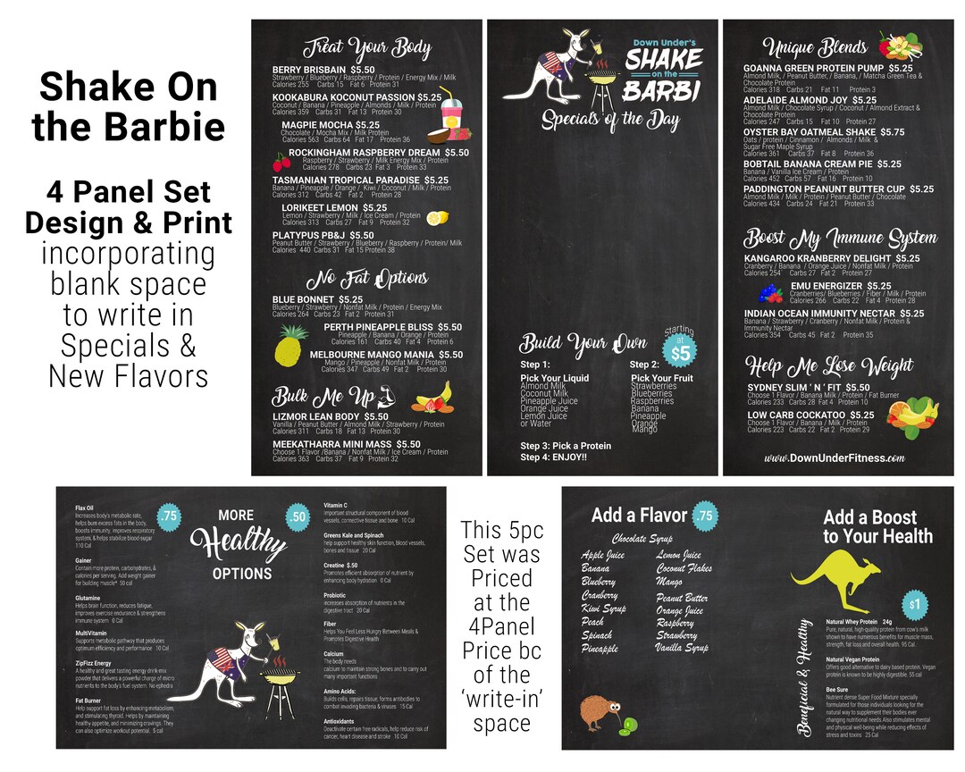 Custom Restaurant Menu Design: Multiple Panel Cafe Menu Boards (digital ...