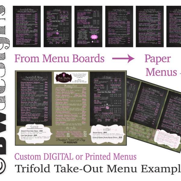 Small Menu COFFEE SHOP Sign Custom Design Menu Espresso Bar Menu Drink ...