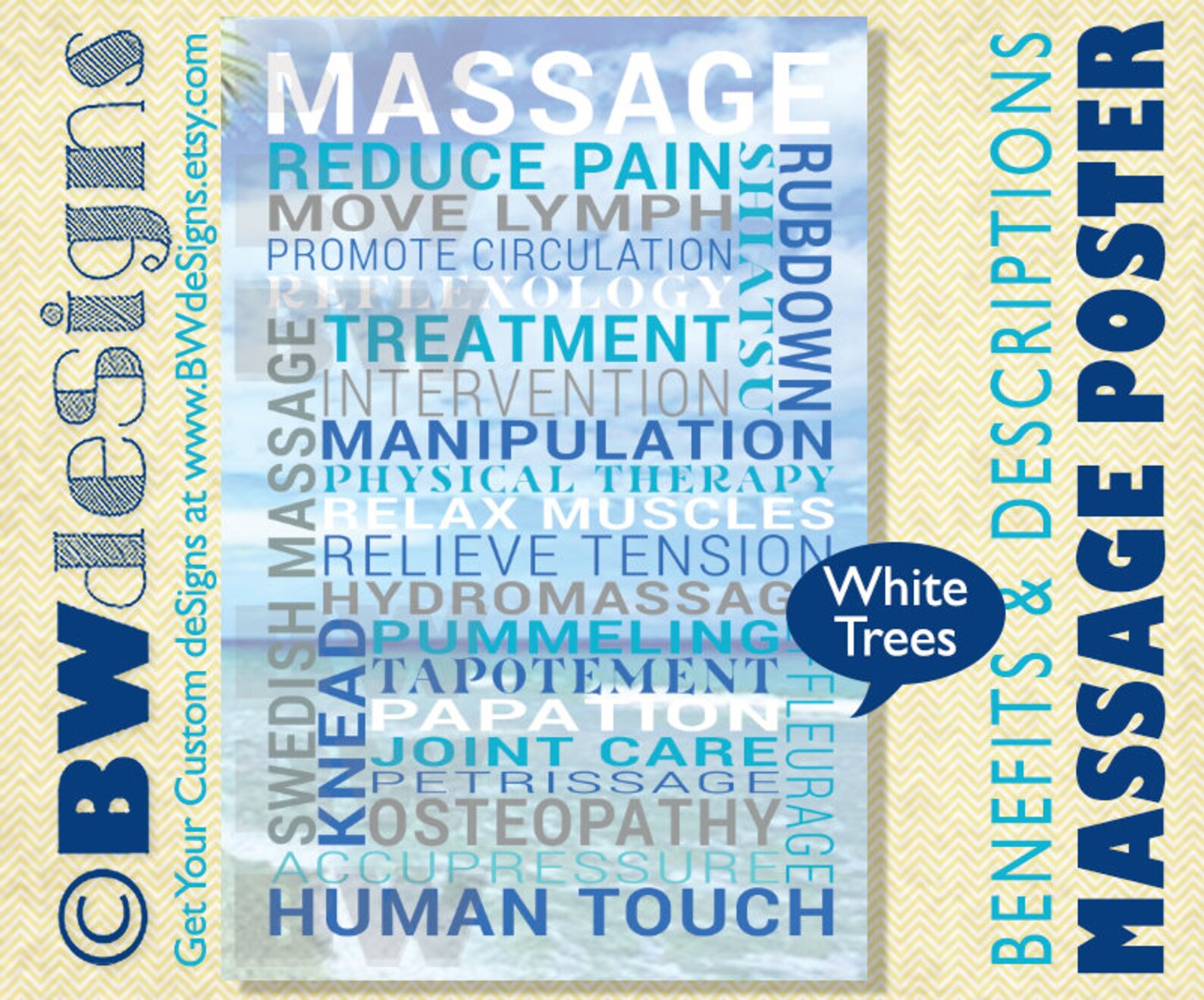 Custom MASSAGE Poster- Massage Parlor Sign- Salon Decor- Salon Services ...