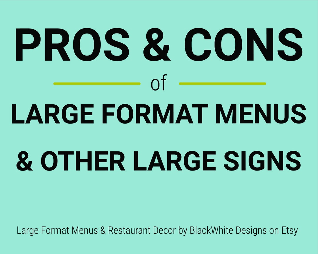 Large Format Menu Design: Restaurant Decor, Oversized Signage - Etsy