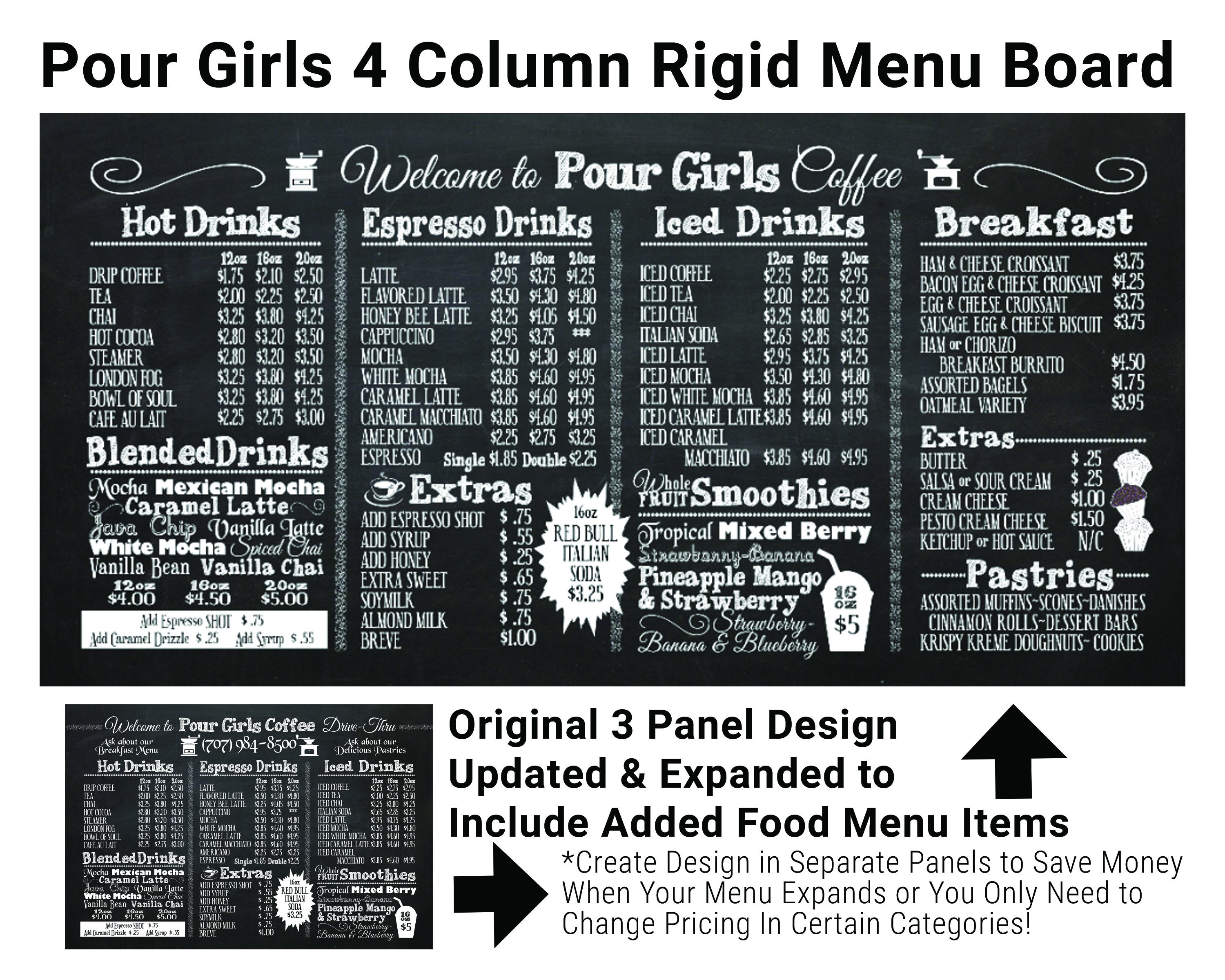 Custom Restaurant Menu Design: Coffee Shop, Food Truck, Cafe Menu Board ...