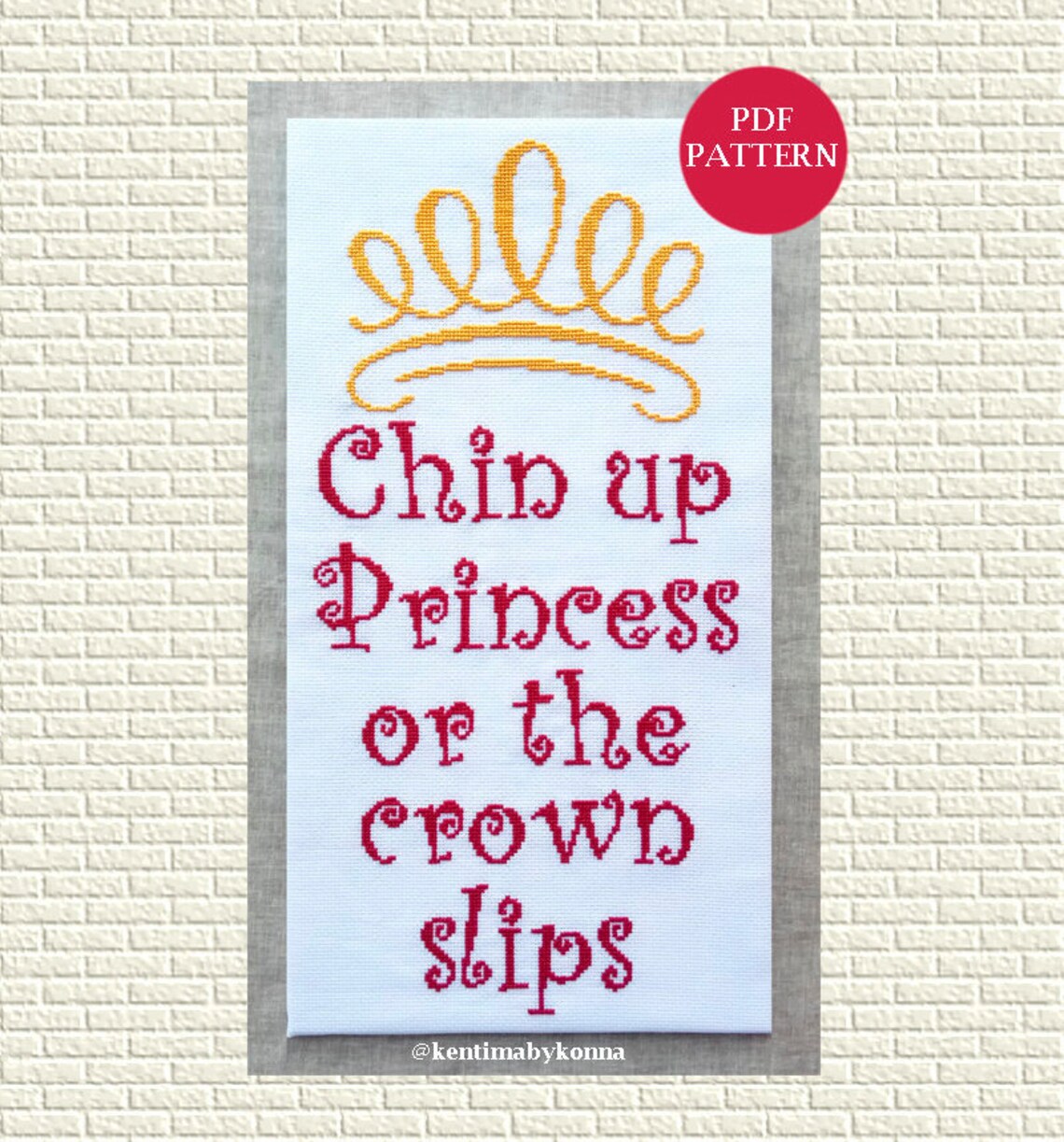 Chin up Princess Cross Stitch Pattern PDF Motivational | Etsy