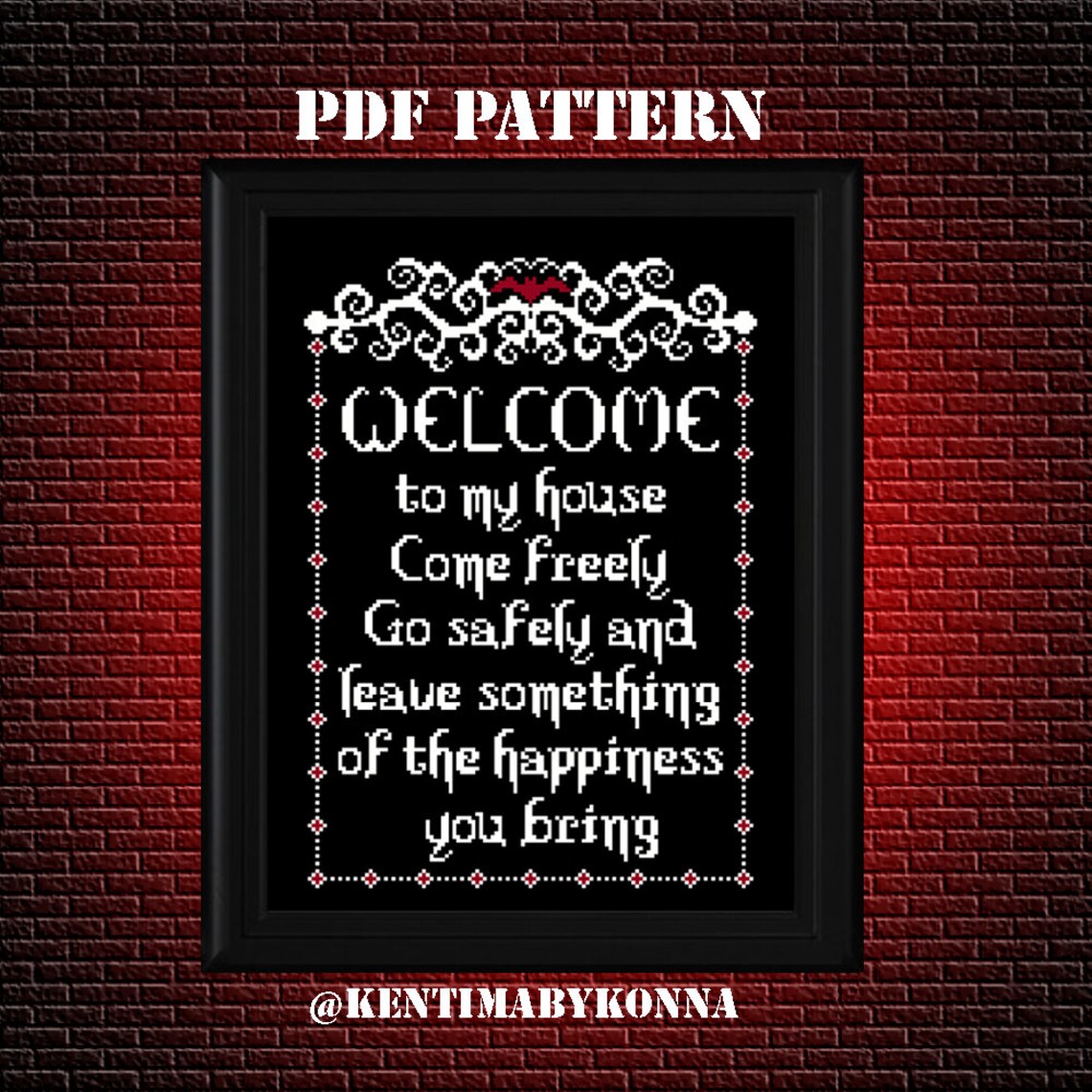 Dracula Cross Stitch Pattern PDF Welcome to My House Quote - Etsy UK