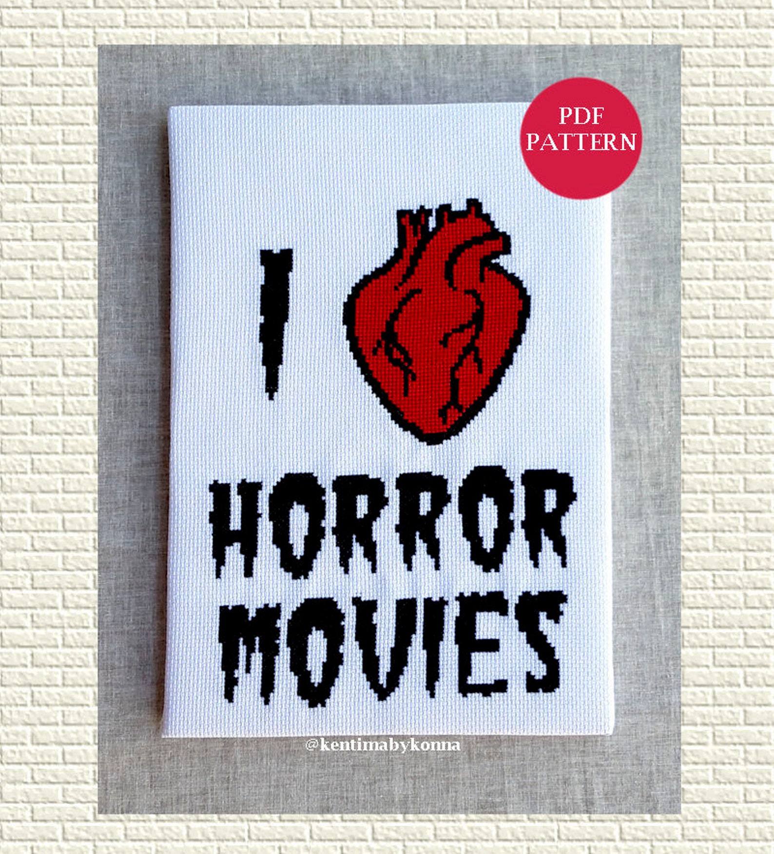 I Love Horror Movies Cross Stitch Pattern PDF Anatomical - Etsy
