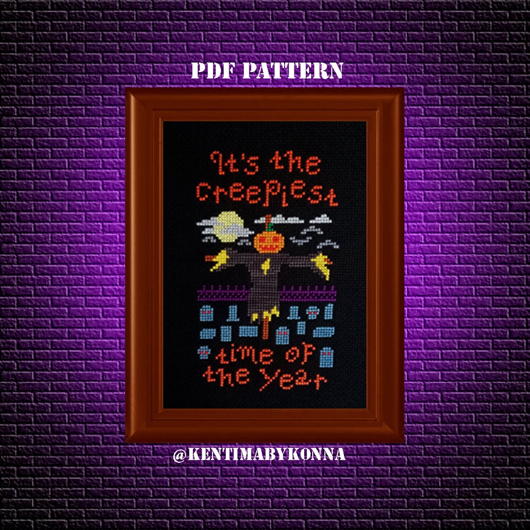 Creepy Halloween Cross Stitch Pattern PDF Scarecrow Pattern Dark, Scary ...