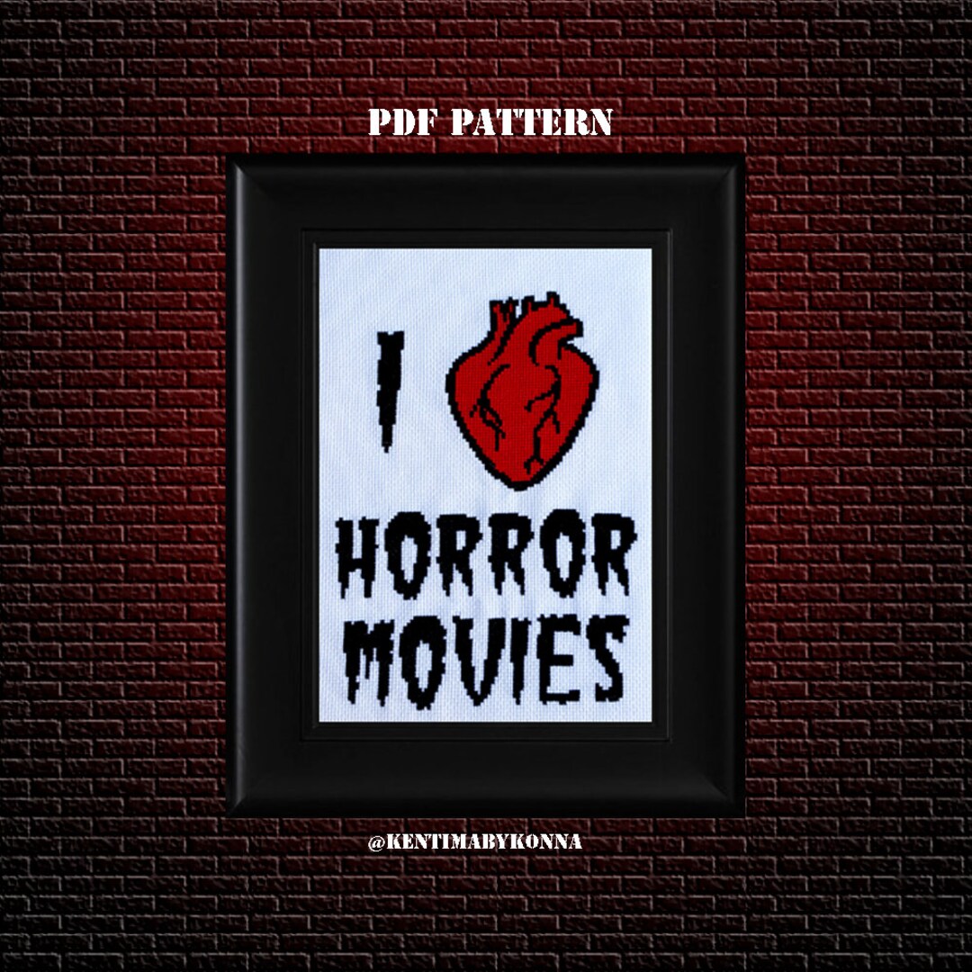 I Love Horror Movies Cross Stitch Pattern PDF Anatomical Heart Design ...