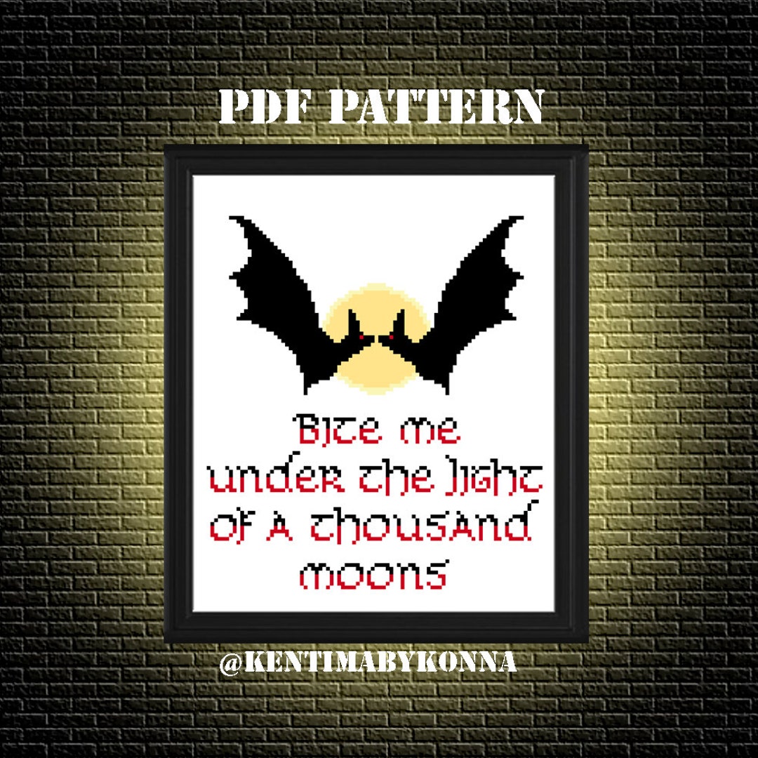 Bite Me Cross Stitch Pattern PDF Goth Cross Stitch Valentine's Pattern ...