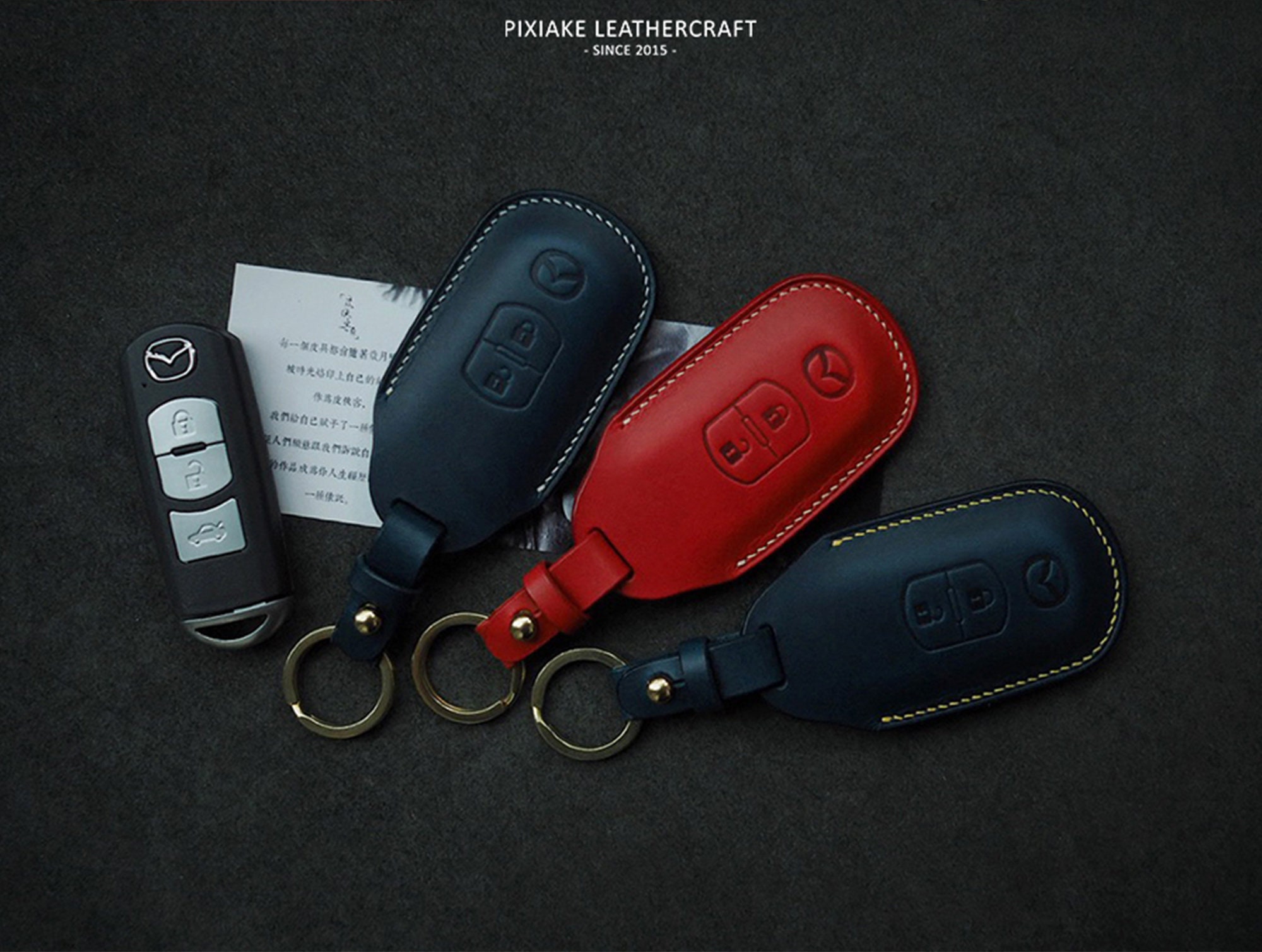 Handmade Leather Mazda Car key Case.Leather Car Key Fob | Etsy