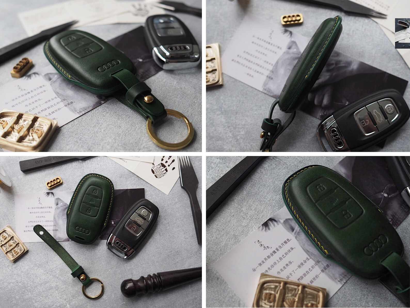 Handmade Leather Audi Car Key Case.leather Car Key Fob - Etsy