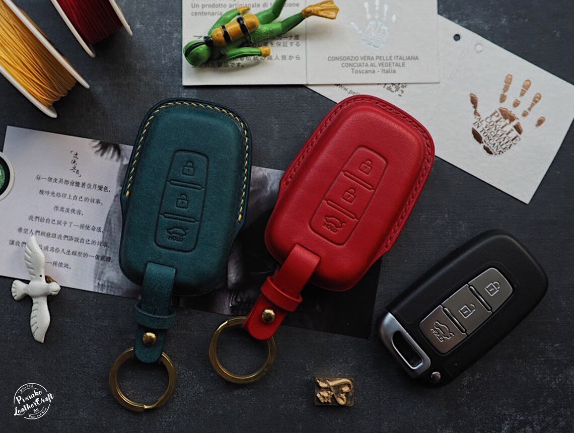 Handmade Leather Hyundai/kia Car Key Case.leather Car Key Fob Cover ...