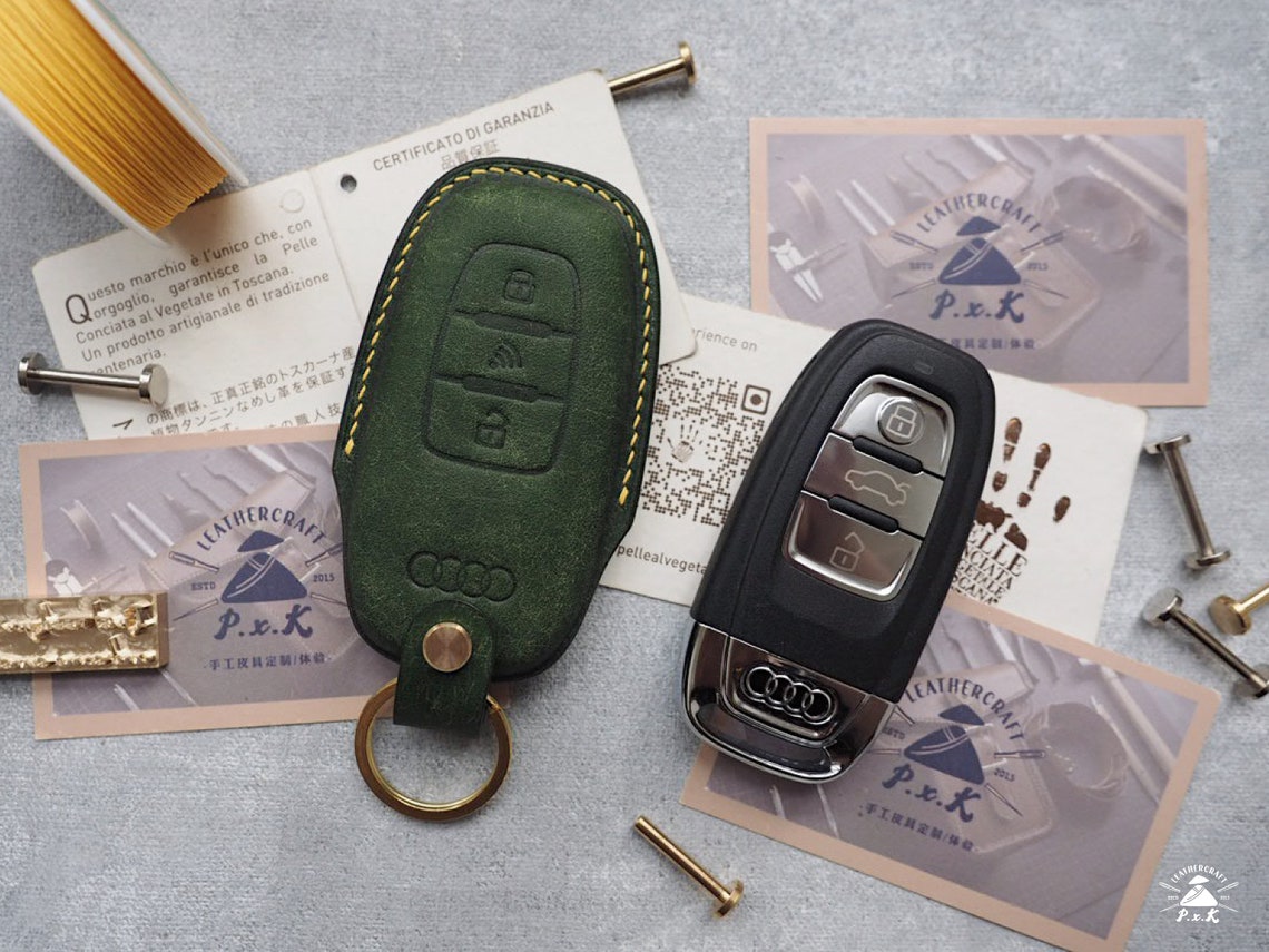 Handmade Leather Audi Car Key Case.leather Car Key Fob - Etsy