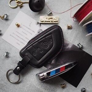 Handmade Leather BMW Car Key Case.leather Car Key Fob Cover, Remote Key ...