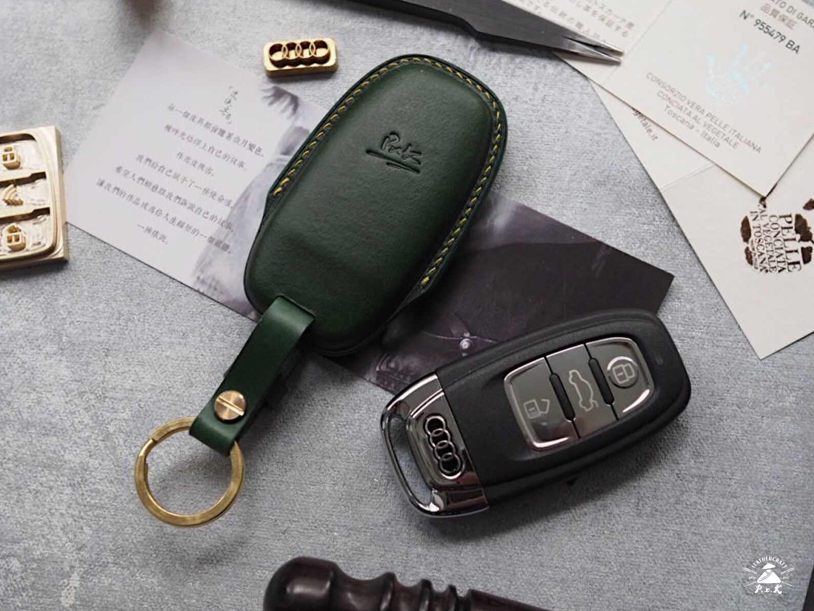 Handmade Leather Audi Car Key Case.leather Car Key Fob - Etsy