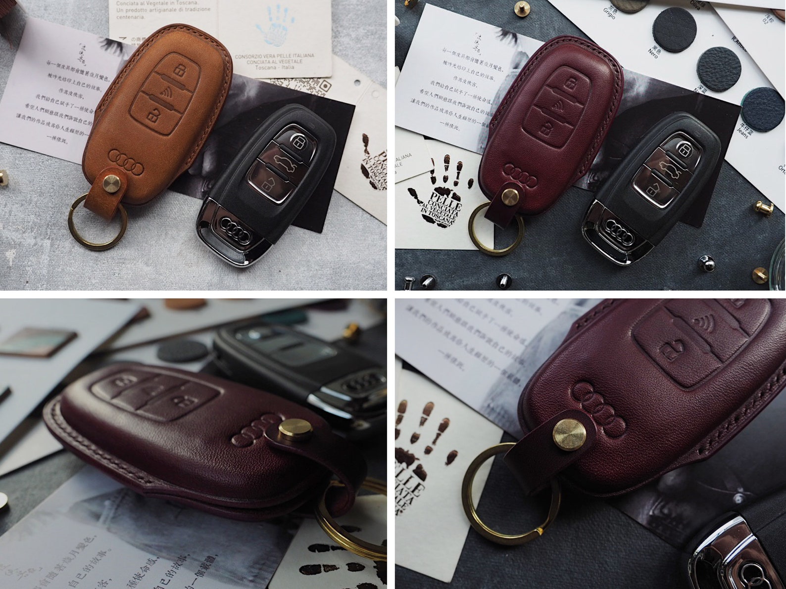 Handmade Leather Audi Car Key Case.leather Car Key Fob - Etsy