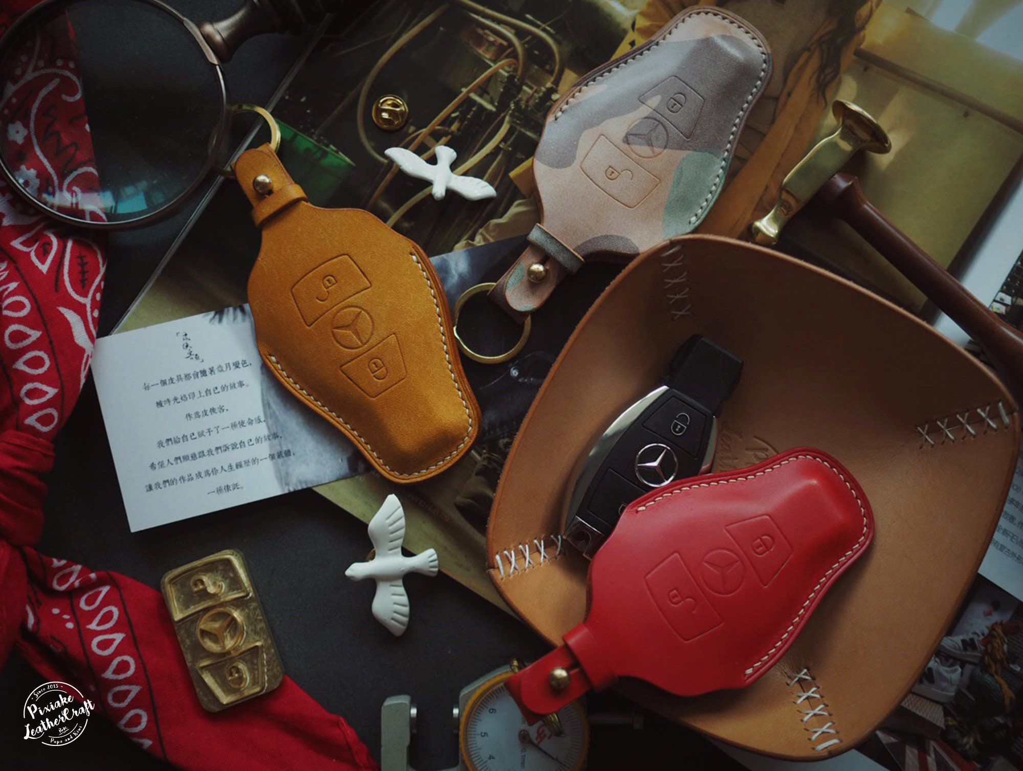 Handmade Leather Benz Car key Case.Leather Car Key Fob | Etsy