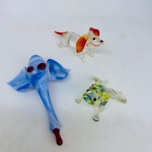 Three Vintage Colourful Glass Animals - Etsy