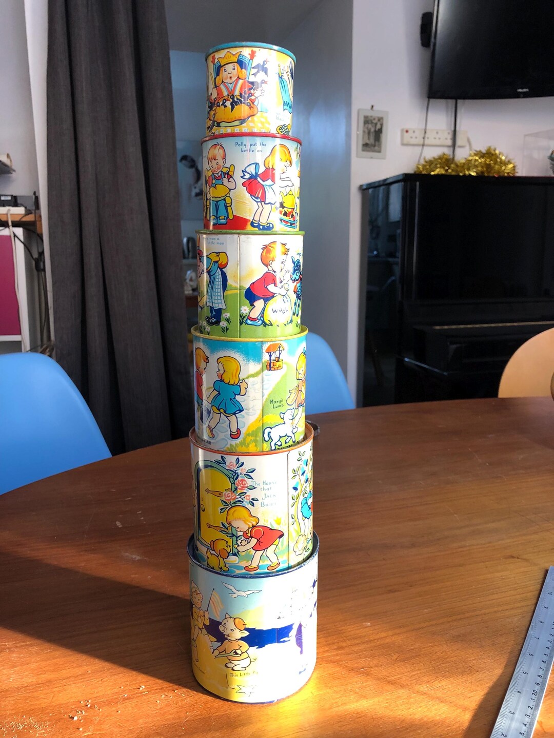 Chad Valley Nursery Rhyme Vintage Stacking Tins - Etsy
