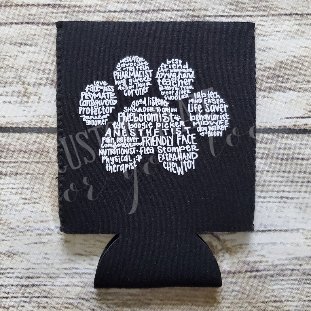 Vet Tech Paw Print, Collapsible Neoprene Can Cooler, Veterinary - Etsy