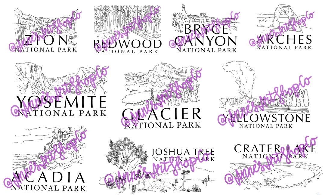 National Parks Digital Graphics - NATIONAL PARKS, Transparent - Etsy