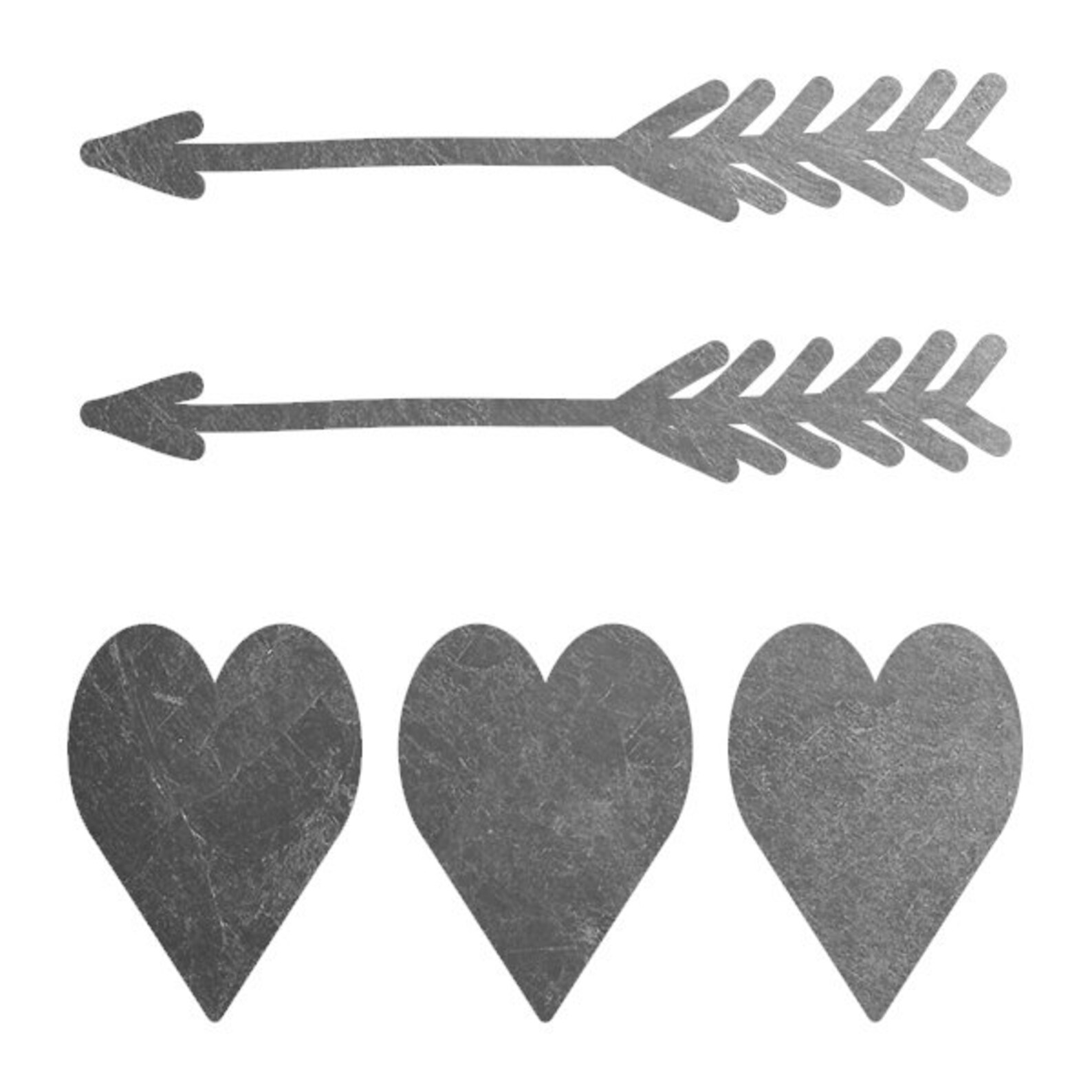Single "hearts & Arrows" Metallic Silver Foil Temporary Tattoo ...
