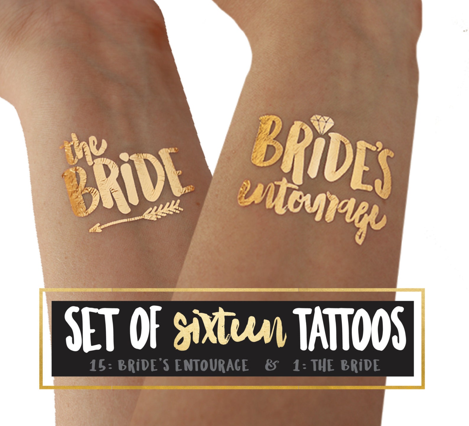 Bride's Entourage Bachelorette Party Tattoo Set of 16 - Etsy