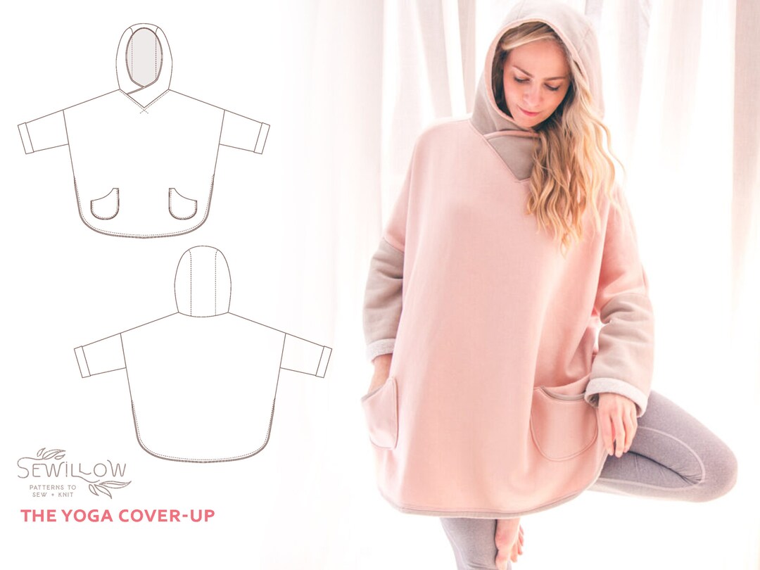 Yoga Cover up Digital Sewing Pattern, Oversized Sweatshirt, Hoodie With ...