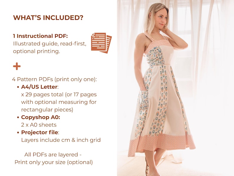 Patchwork Midi Sundress Sewing Pattern: Cottagecore Quilting Cotton ...