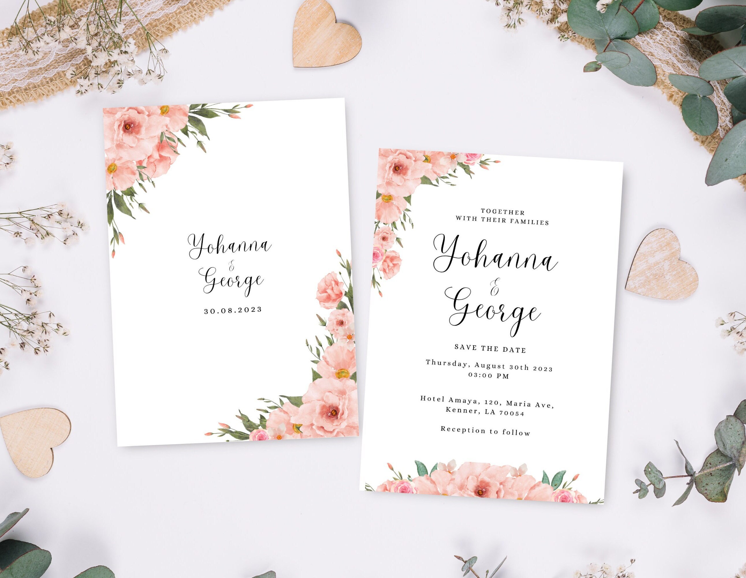 Printable Floral Wedding Invitation, Wedding Invitation Template ...