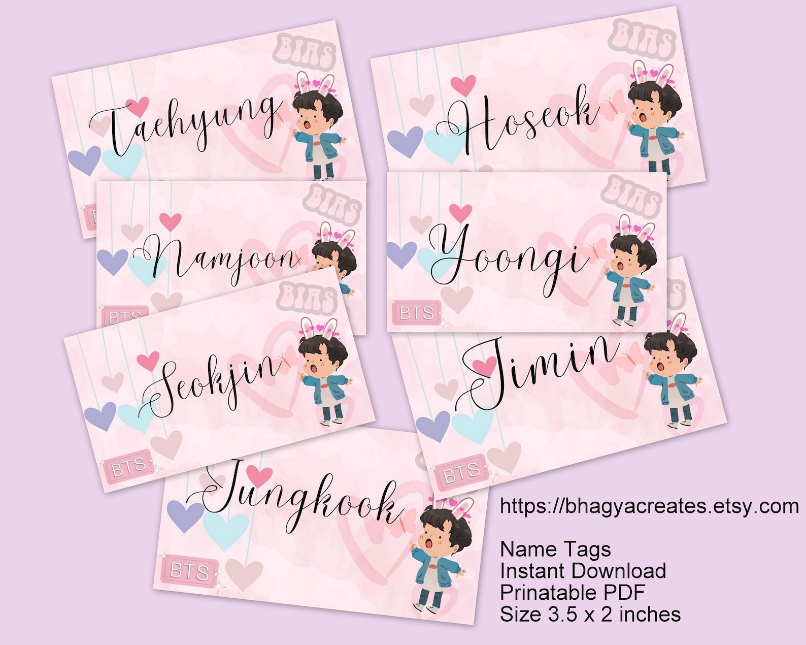 BTS Stickers, BTS Name Tags, Printable BTS Stickers, Bangtan Boys Name ...
