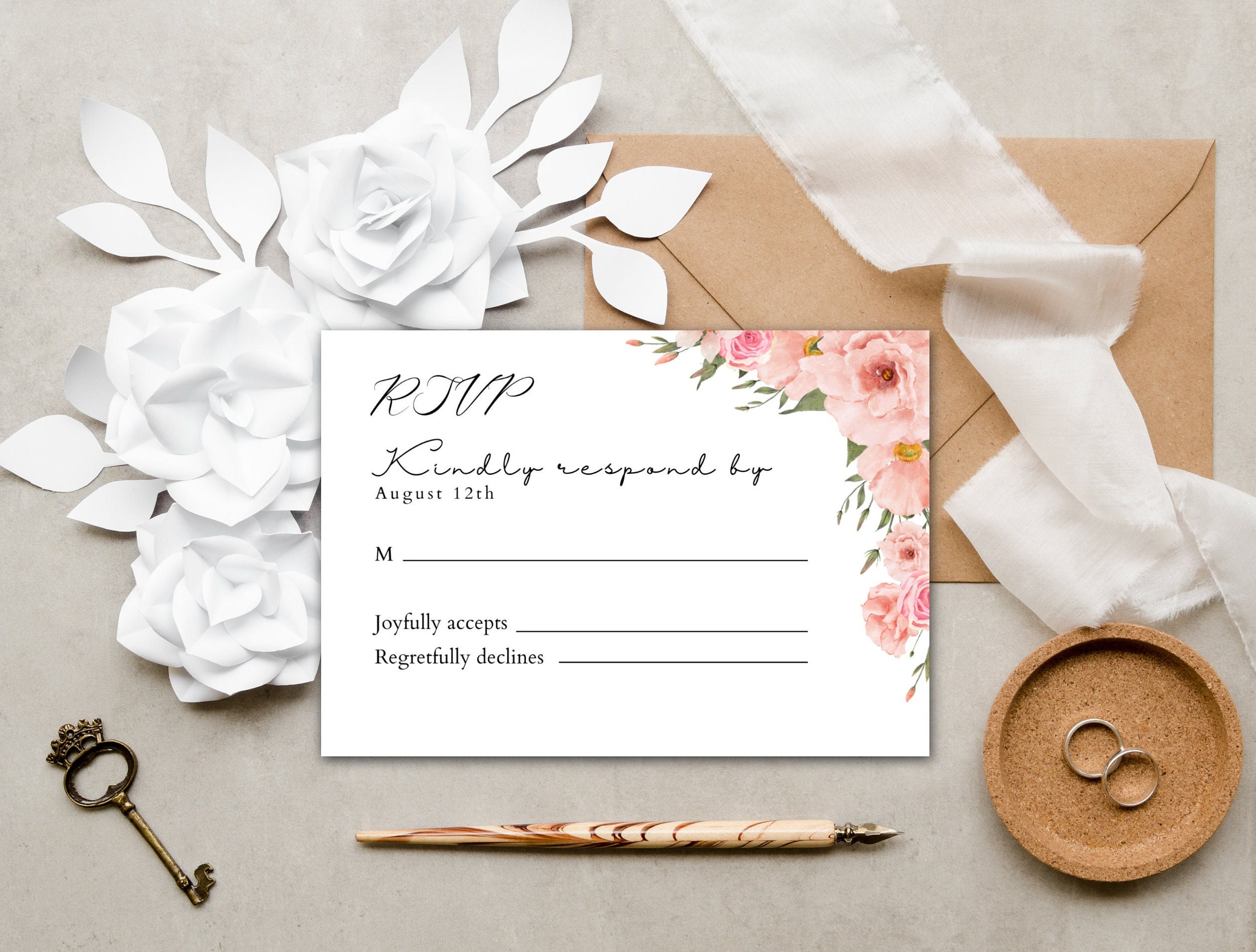 Printable Floral Wedding Invitation, Wedding Invitation Template ...