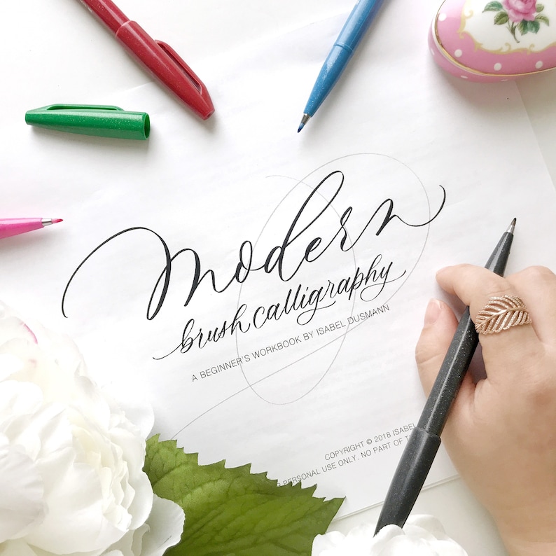 Modern Calligraphy Workbook | Brush Calligraphy Practice Worksheets ...