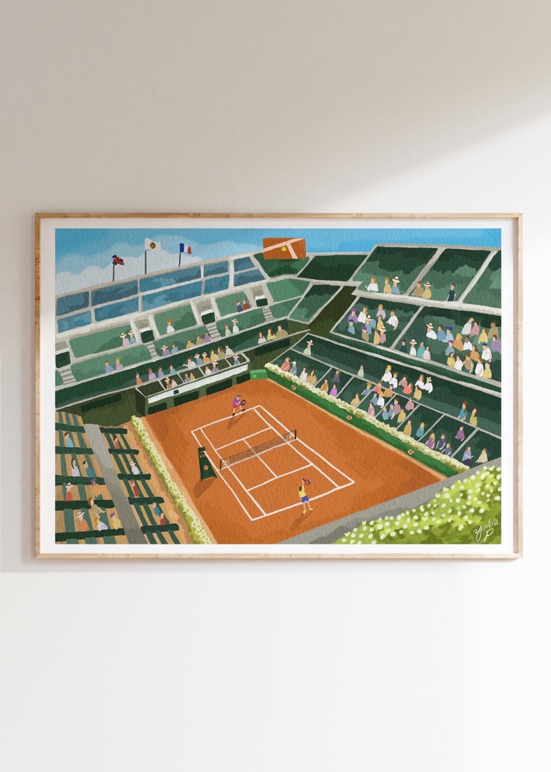 Roland Garros Tennis Art Print / French Open Tennis Art Print / Giclee ...