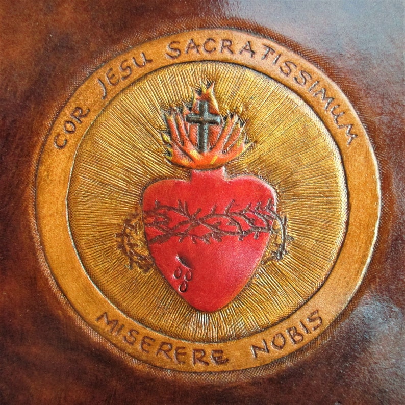 Handcrafted Leather Bible Cover – Sacred Heart Design - Etsy