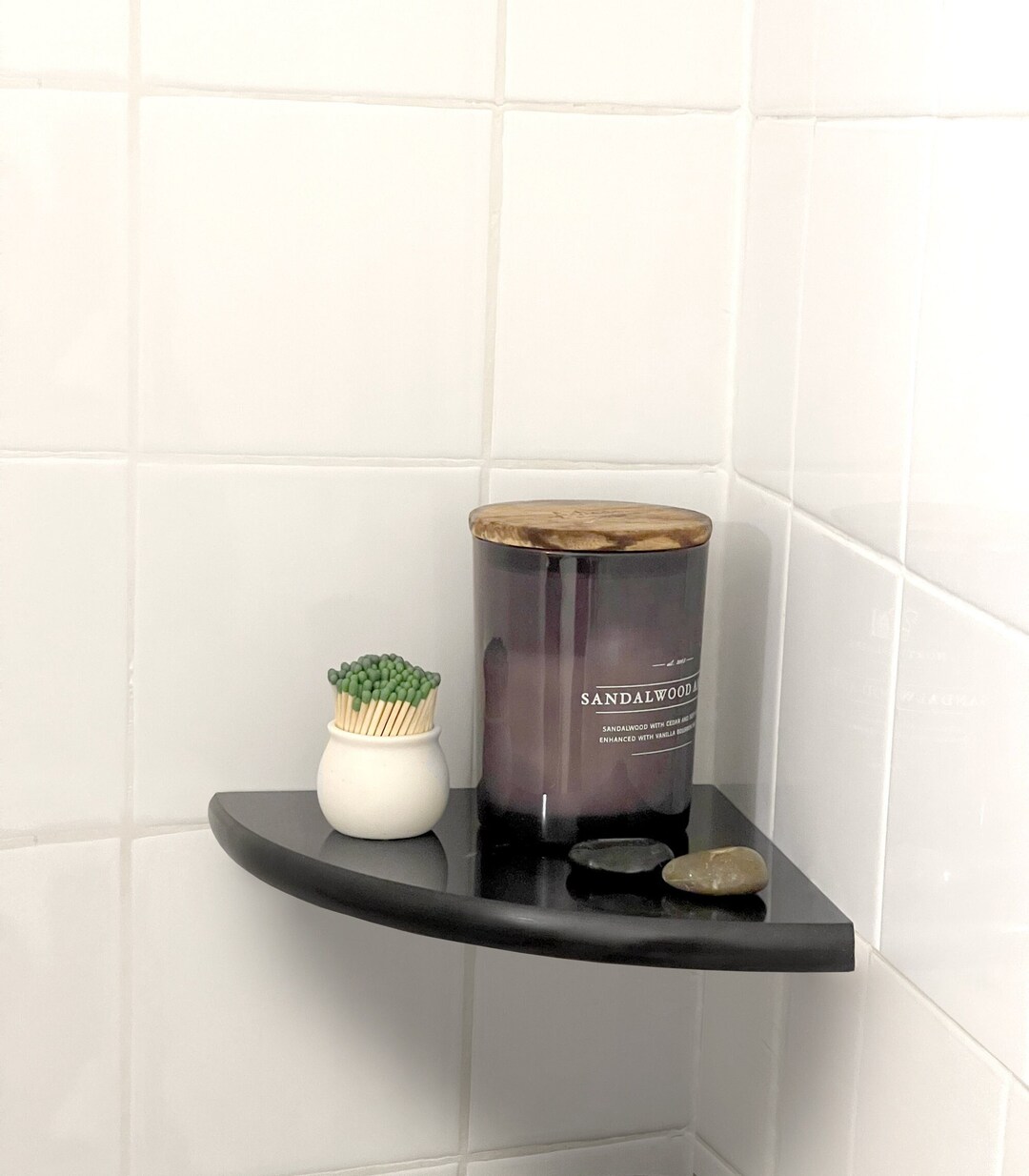 Pure Black Engineered Stone Corner Shelf Polished 9" - Etsy