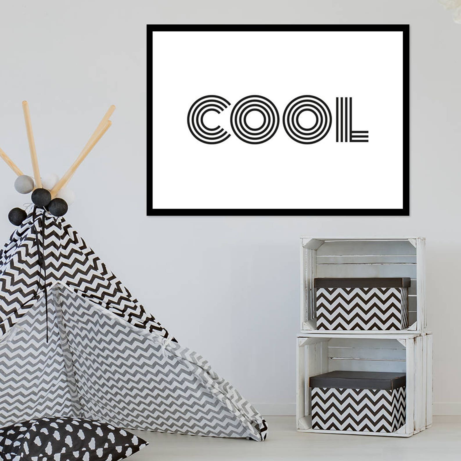 Cool Typographic Print Typography Printable Monochrome Wall | Etsy