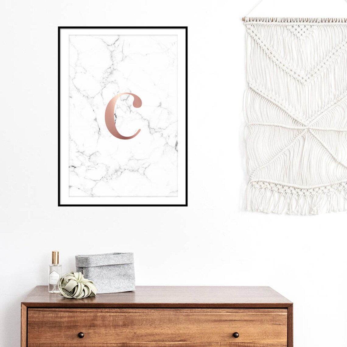 Letter C Printable Marble and Rose Gold Print Rose Gold | Etsy