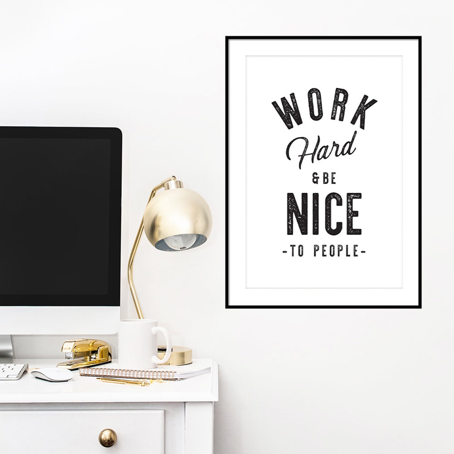 Work Hard and Be Nice to People Printable Wall Art Work Hard - Etsy