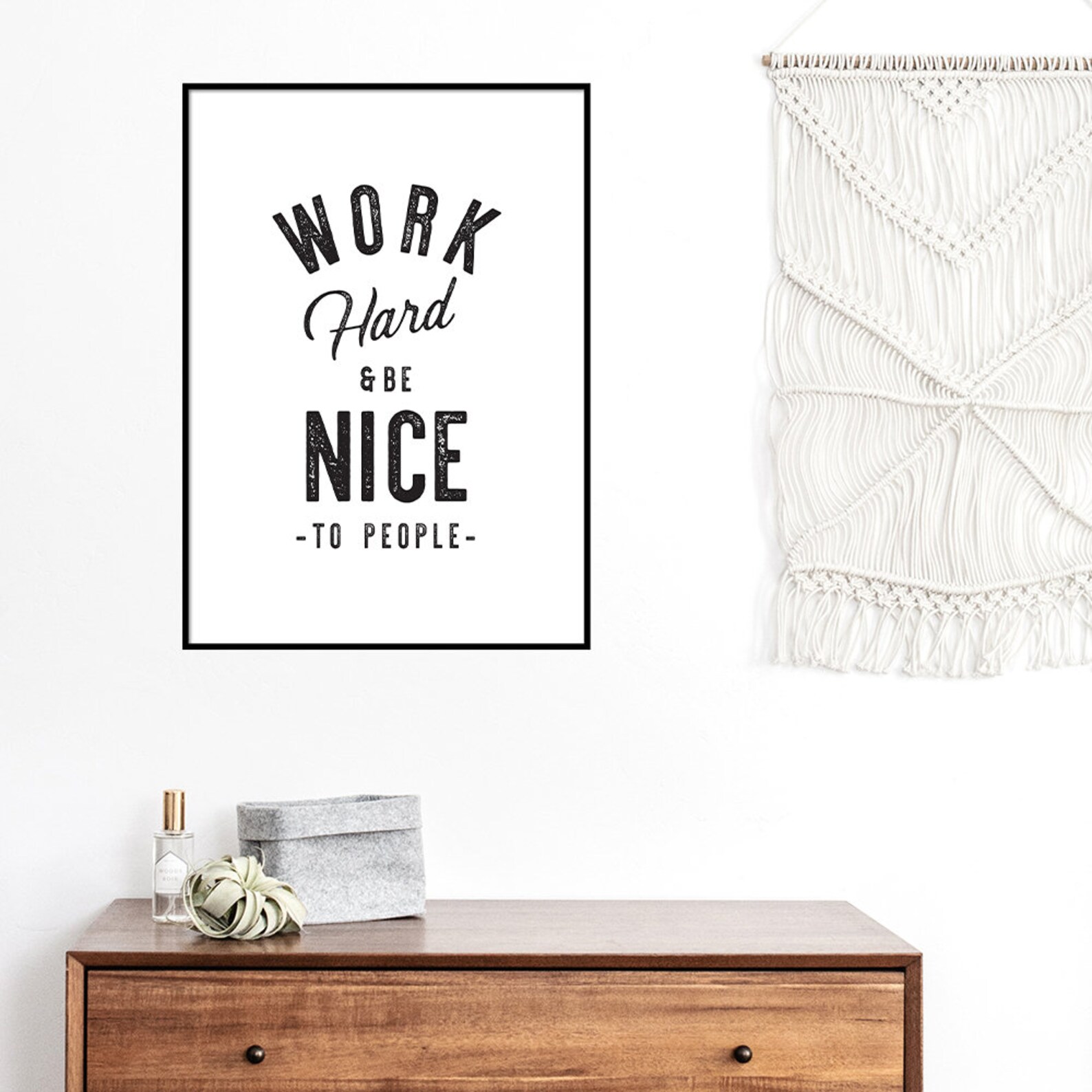 Work Hard and Be Nice to People Printable Wall Art Work Hard - Etsy