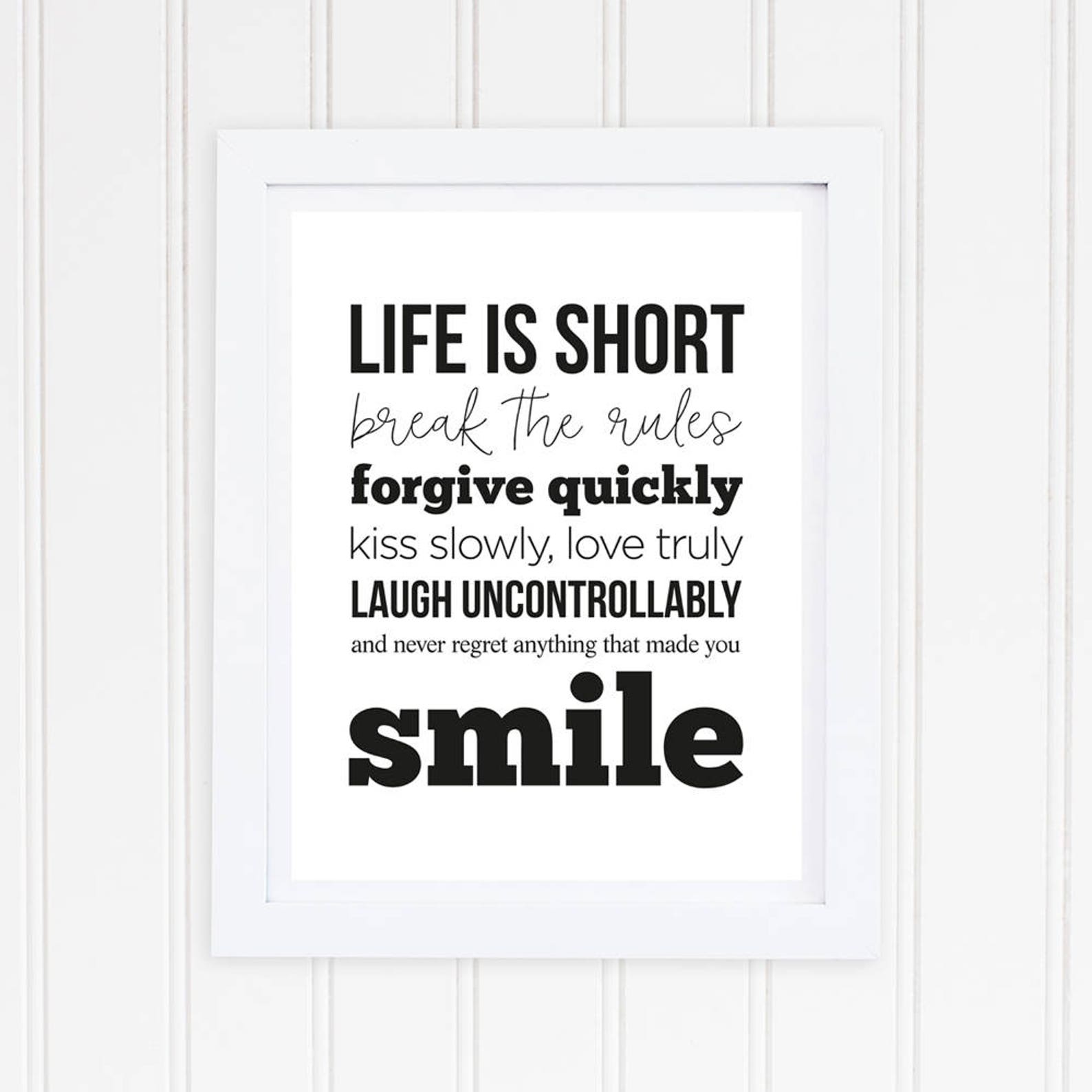 Life is Short Print Typography Digital Art Printable - Etsy