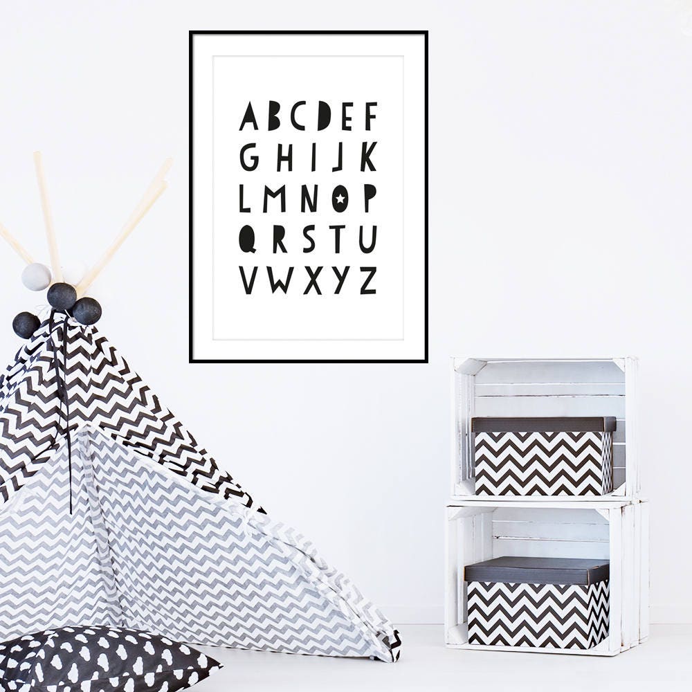 Alphabet Printable Playroom Printable Monochrome Nursery | Etsy