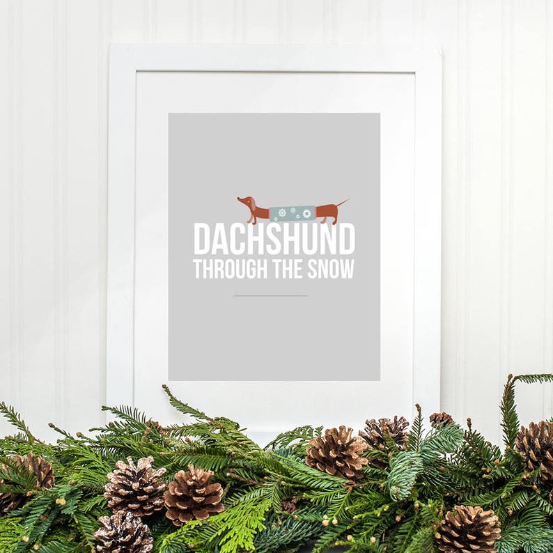 Dachshund Through the Snow Christmas Printable Wall Art - Etsy